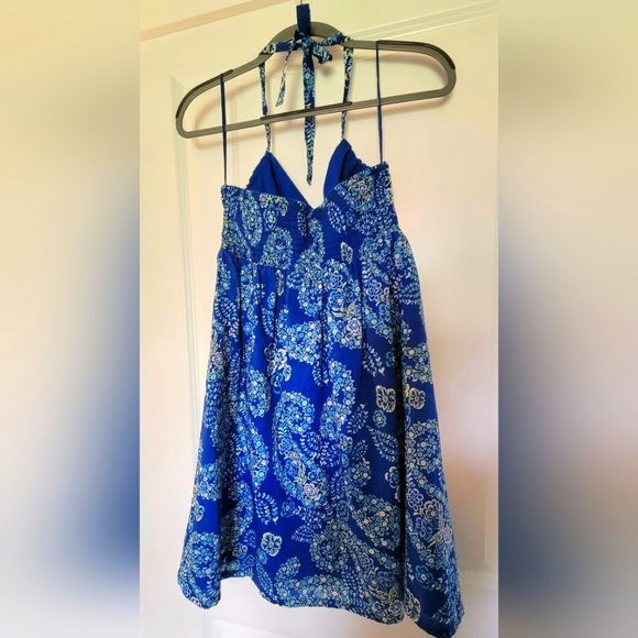 Dresses | Adorable Blue Halter Sundress With Open Back | Poshmark